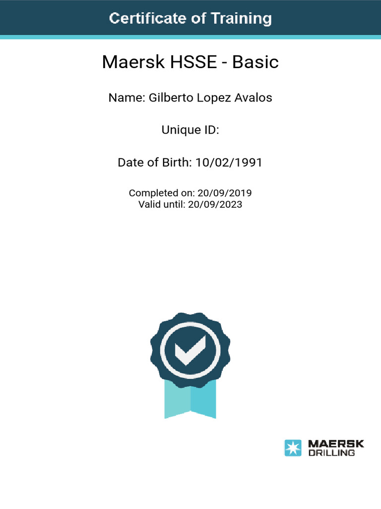 HSSE Certificate of Training | PDF