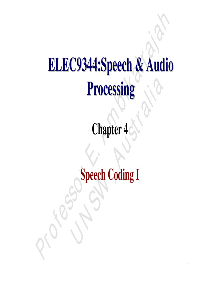 Speech Coding Techniques Guide | PDF | Codec | Data Compression