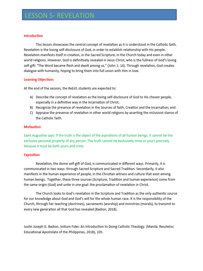 Lesson 5 Revelation Notes | PDF | Revelation | Jesus