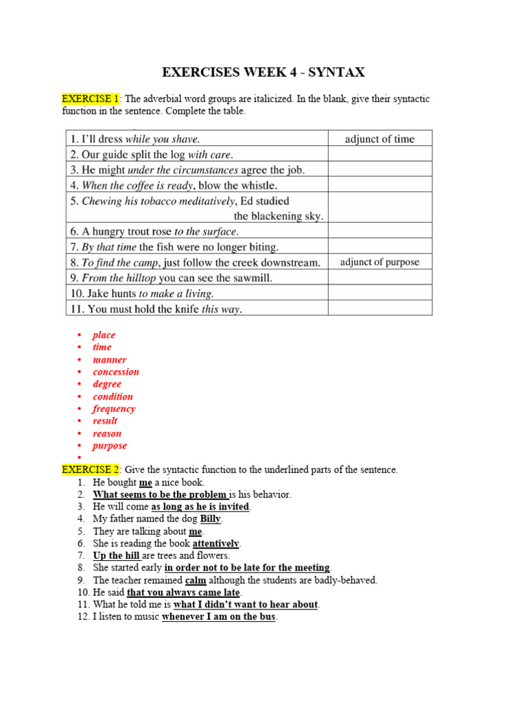 Homework - Week 4 (SYNTAX) | PDF