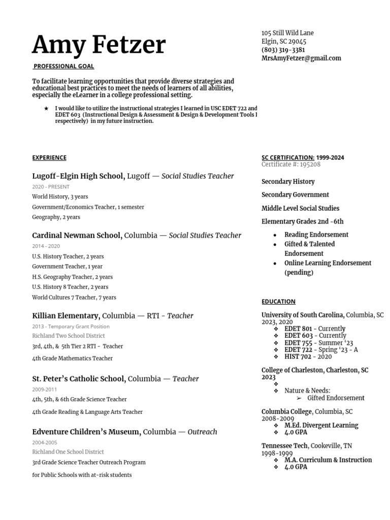 Amy Fetzer Resume 2023 - Instructional Designer | PDF