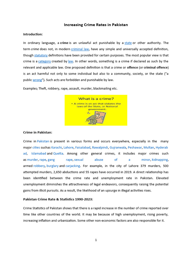Increasing Crime Rates in Pakistan | PDF