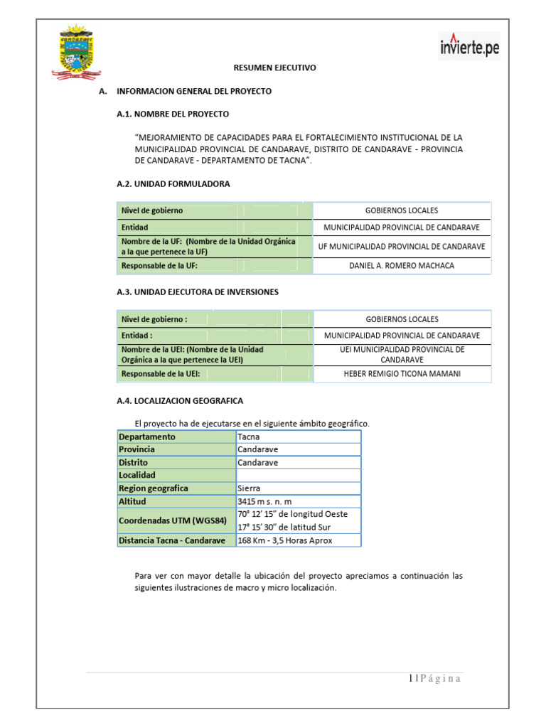 RESUMEN EJECUT | PDF | Infraestructura | Economias