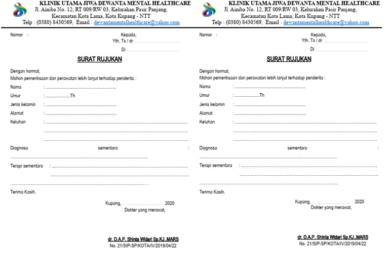 Surat Rujukan 2 Lembar | PDF