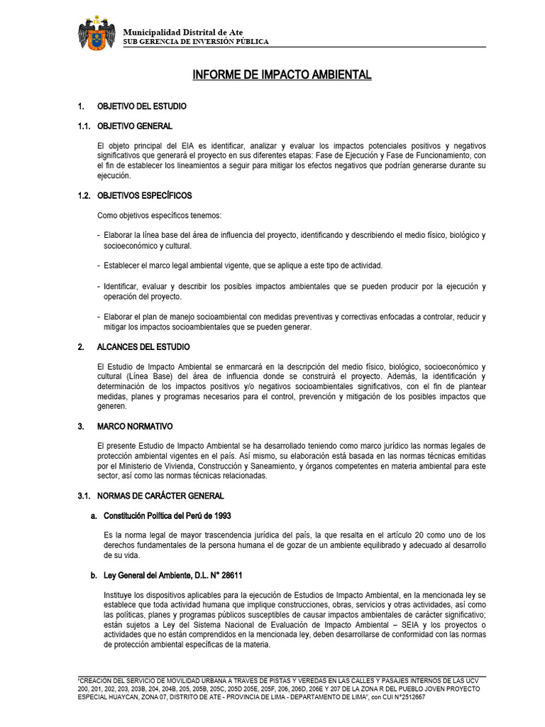 Informe de Impacto Ambiental | PDF