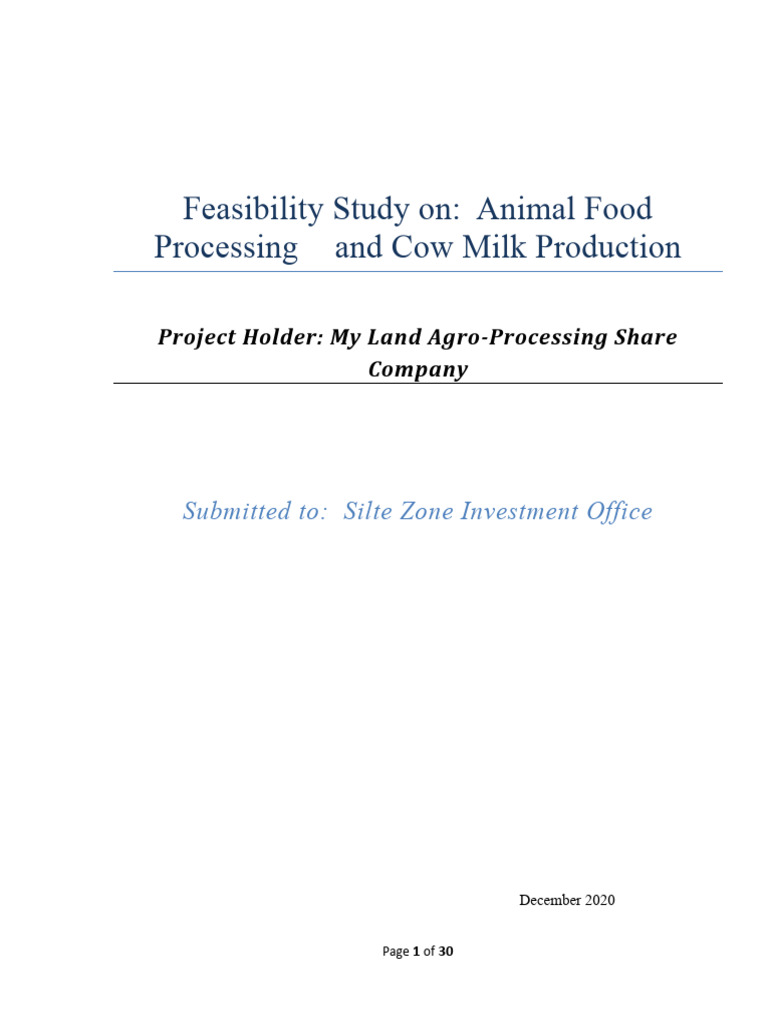 Animal Feed Processing and Cow Milk Prodcution Project Final - Zeynu | PDF