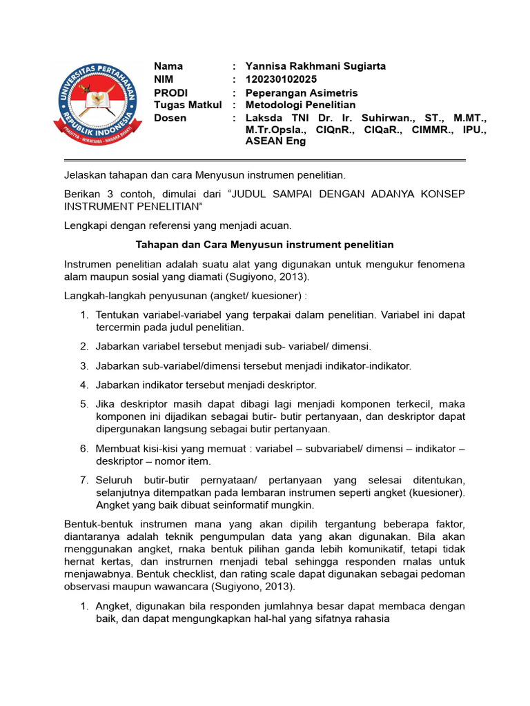 Yannisa Rakhmani Sugiarta - Metodologi Penelitian - Tugas Pertemuan 4 | PDF