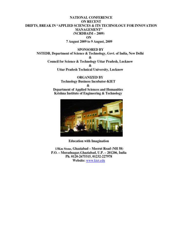 National Conference at K.I.E.T | PDF | Real Time Computing | Science