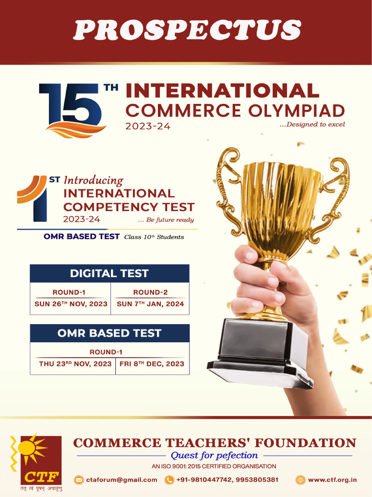 Prospectus of ICO 2023 & ICT 2023 | PDF | Educational Technology | Mathematics