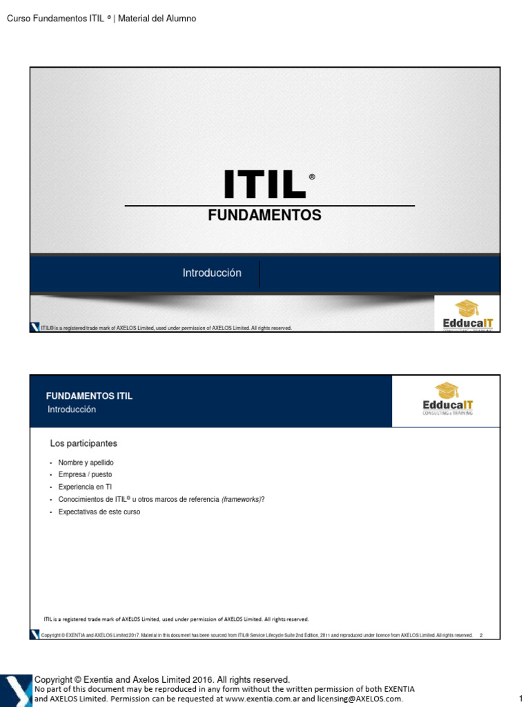 Curso ITIL Foundation v1.1 - EdducaIT | PDF