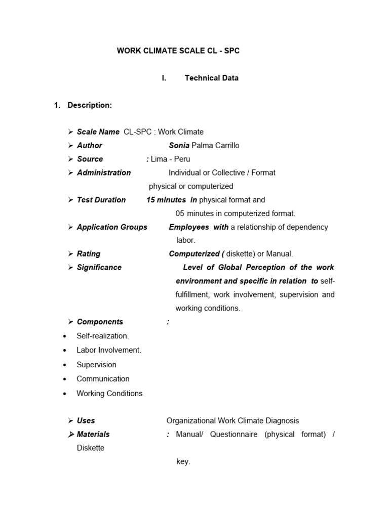 TEST - Work Environment Scale - Sonia Palma | PDF
