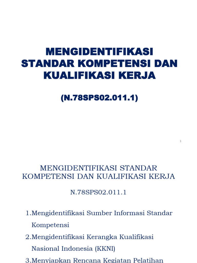 Panduan SKKNI dan Unit Kompetensi | PDF