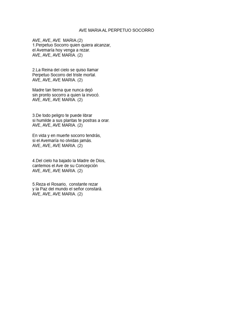 Ave María al Perpetuo Socorro | PDF | Poesía