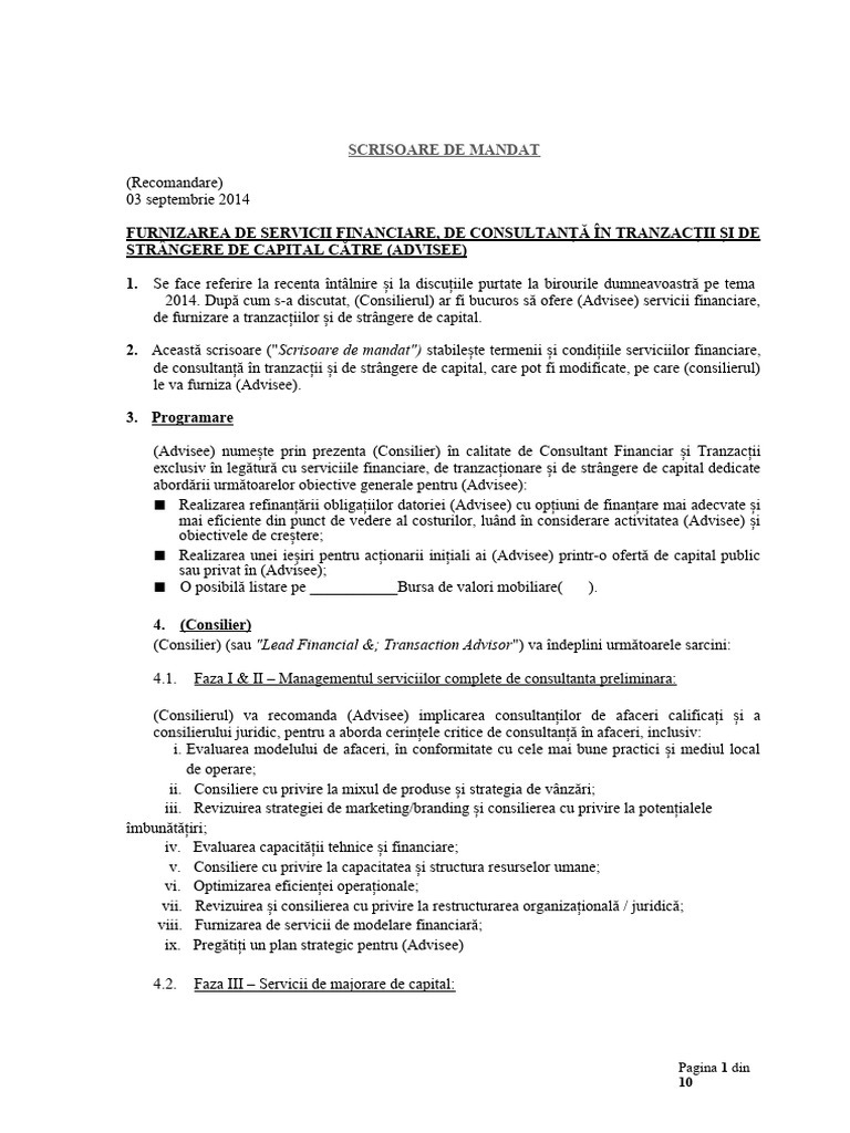 Exemplu de Scrisoare de Mandat | PDF