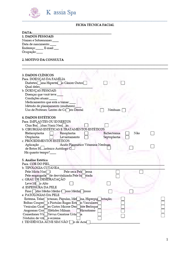 Ficha Técnica Facial | PDF