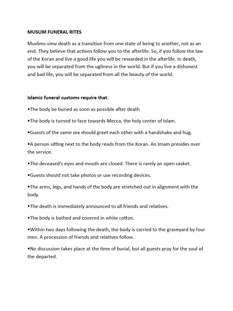 Muslim Funeral Rites | PDF