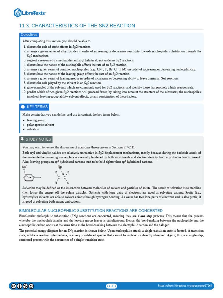 11.03 Characteristics of The SN2 Reaction | PDF | Science & Mathematics | Technology & Engineering