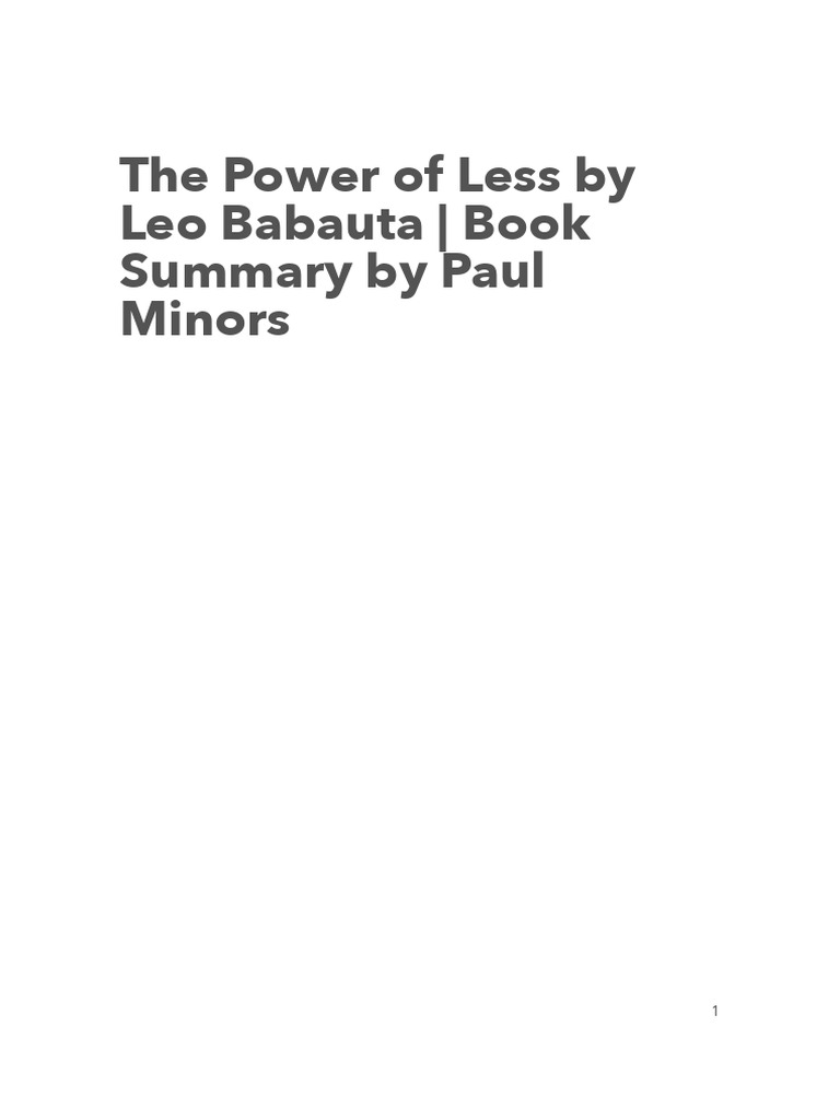 The Power of Less | PDF