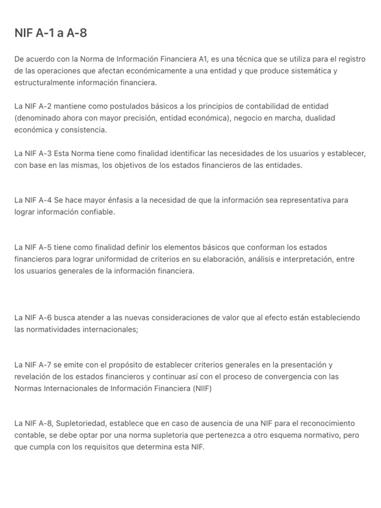 Nif A-1 A A-8 | PDF | Negocios | Finanzas y dinero