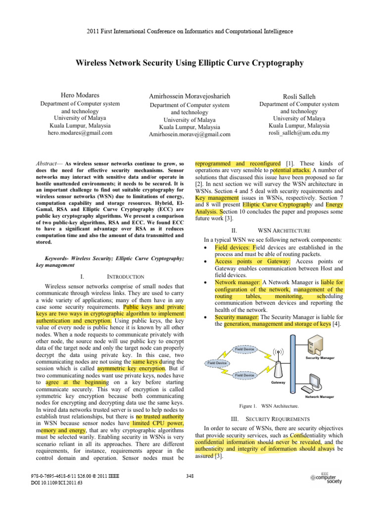 Wireless Network Security Using Cryptography | PDF | Key (Cryptography) | Public Key Cryptography