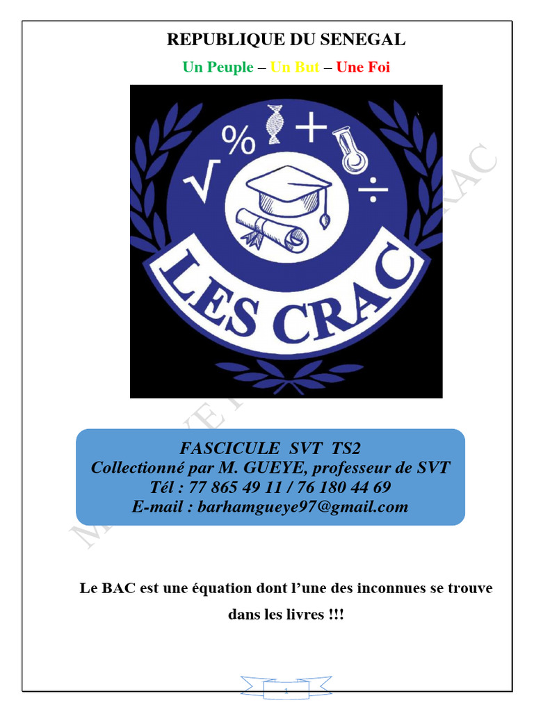 Fascicule de SVT TS2-1 | PDF | Études des langues étrangères