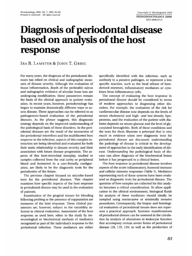 Diagnosis Of Periodontal Disease Pdf Periodontology Inflammation
