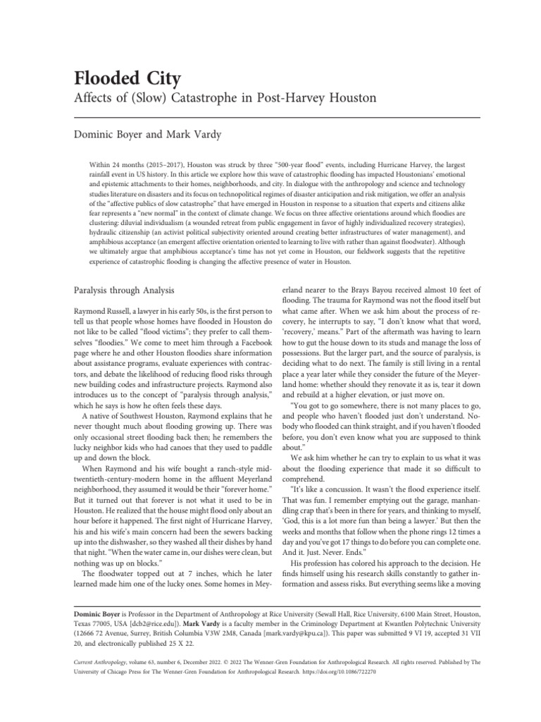 BOYER, Dominic & VARDY, Mark. 2022. "Flooded City - Affects of (Slow ...