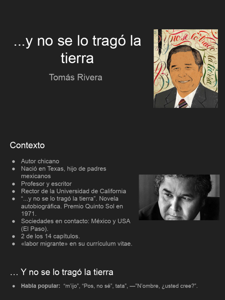 Tomás Rivera, ... y No Se Lo Tragó La Tierra | PDF | Ficciones de ...