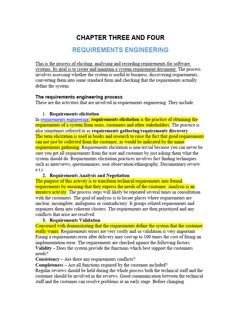 Chapte3& 4 Requirements Engineering Processes | PDF | Sampling ...