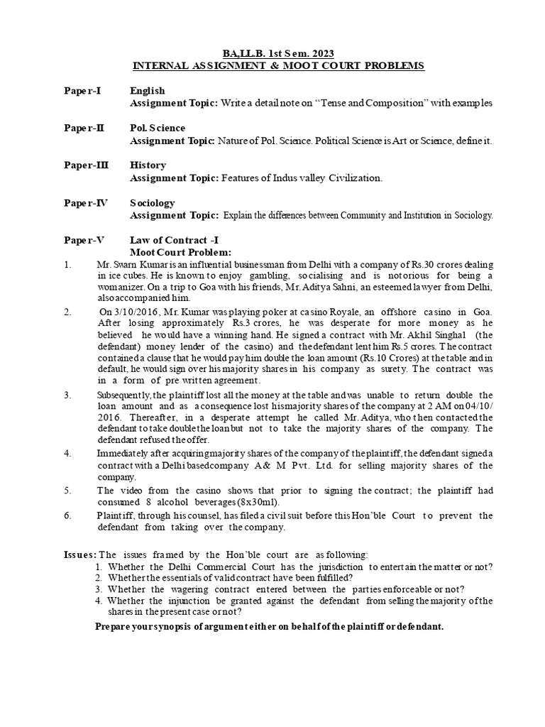 BALLB Internal Assignment 2023 | PDF