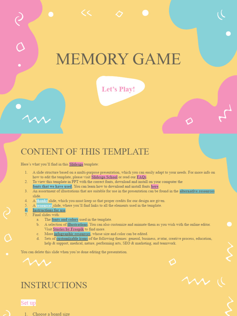 Memory Game XL by Slidesgo | PDF