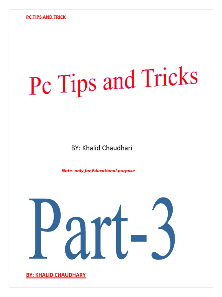 PC Tips and Trick Part-3 | PDF | Windows Registry | Computer File