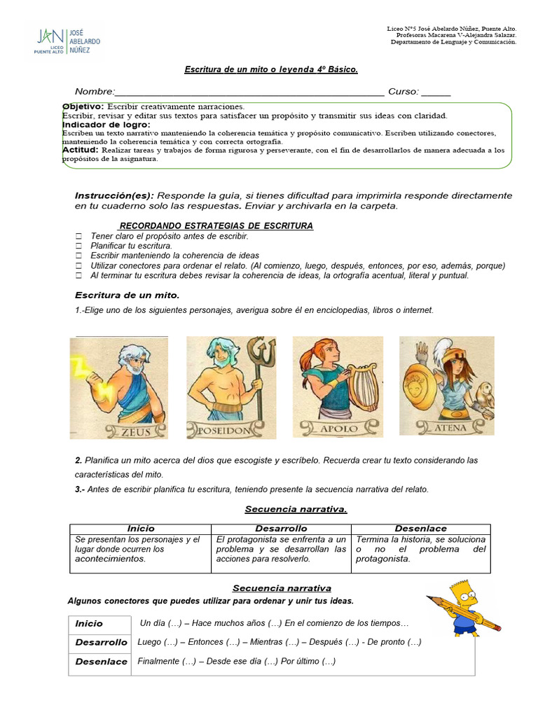 Lenguaje Guía de Escritura de Un Mito | PDF