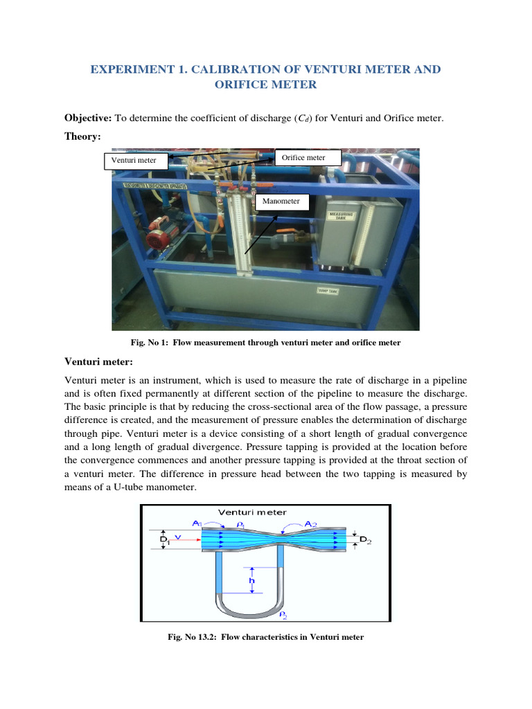 Calibration of Venturi and Orifice Meters | PDF | Mechanics | Phases Of ...