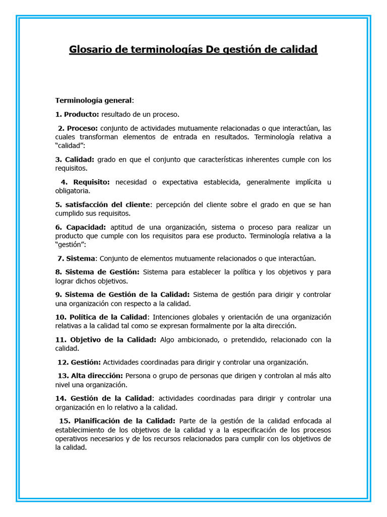 Glosario de Gestión de Calidad SEO | PDF | Sistema inmune | Calidad ...