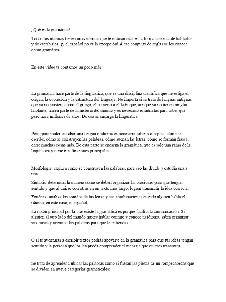Qué Es La Gramática | PDF