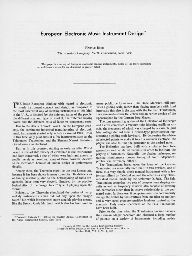 Harald-Bode 1960 European-Electronic | PDF | Electronic Engineering | Electromagnetism