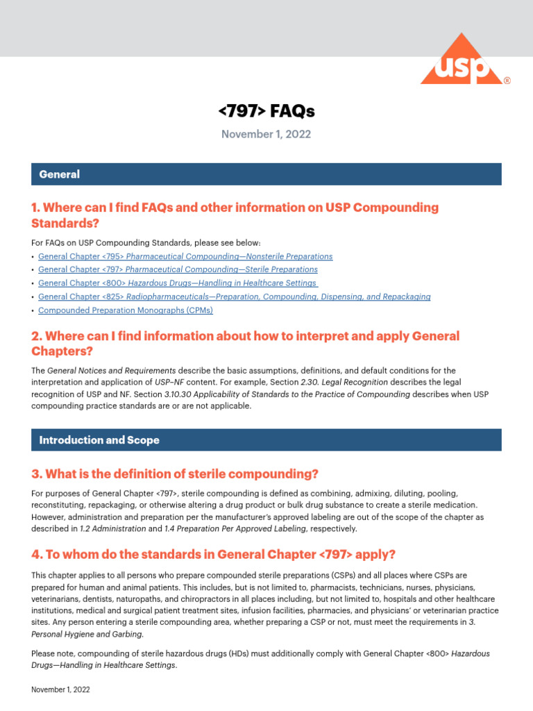 USP22 HQS Compounding 797 FAQ Document V2a | PDF