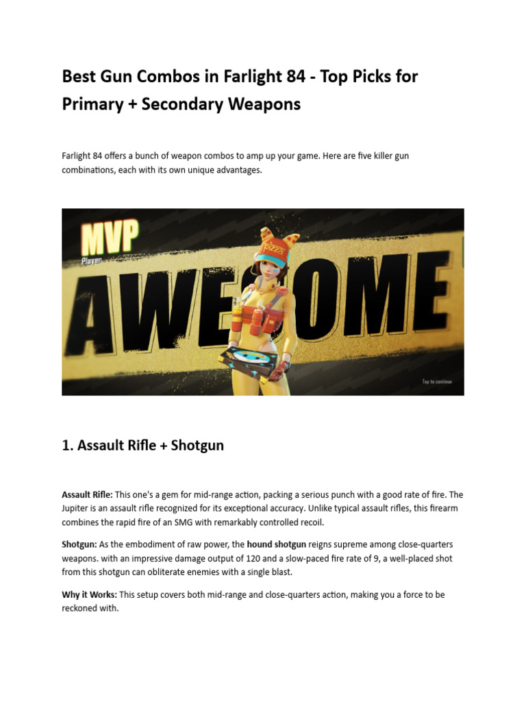Best Gun Combos in Farlight 84 | PDF | Rifle | Shotgun