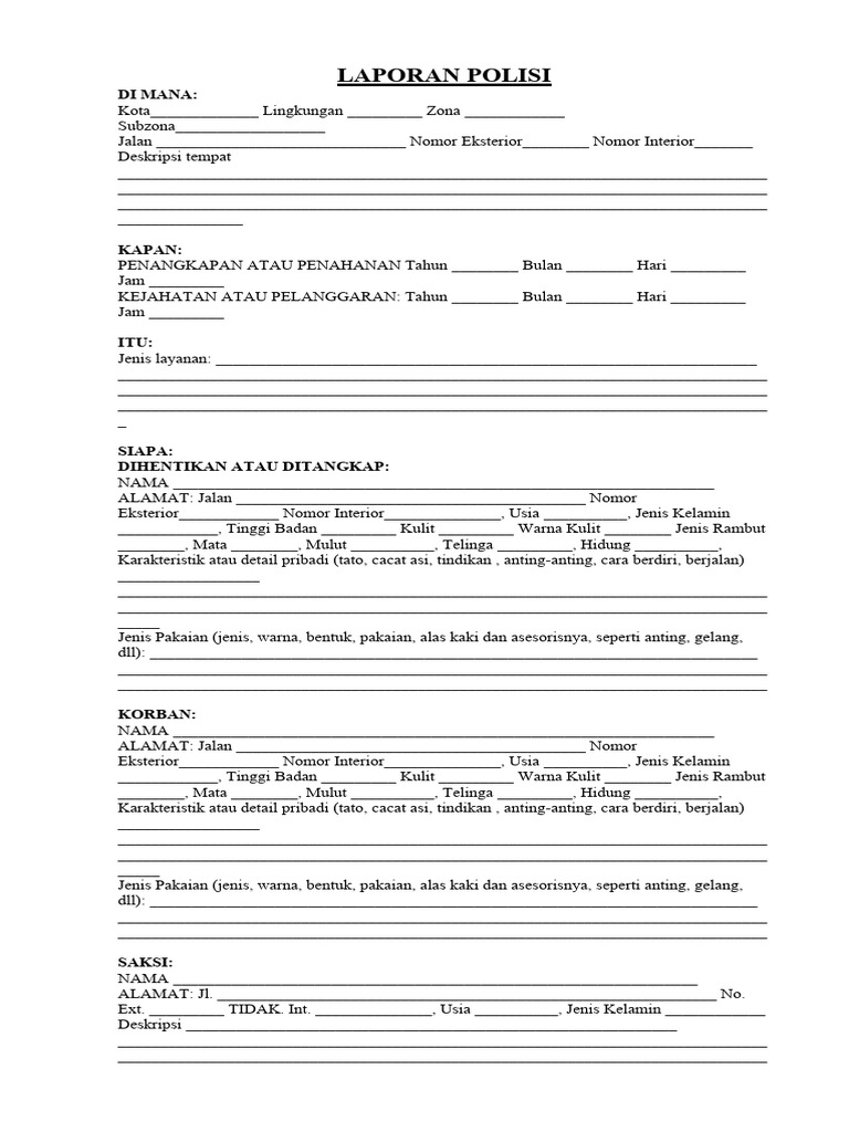 Laporan Polisi (Format) | PDF | Bisnis