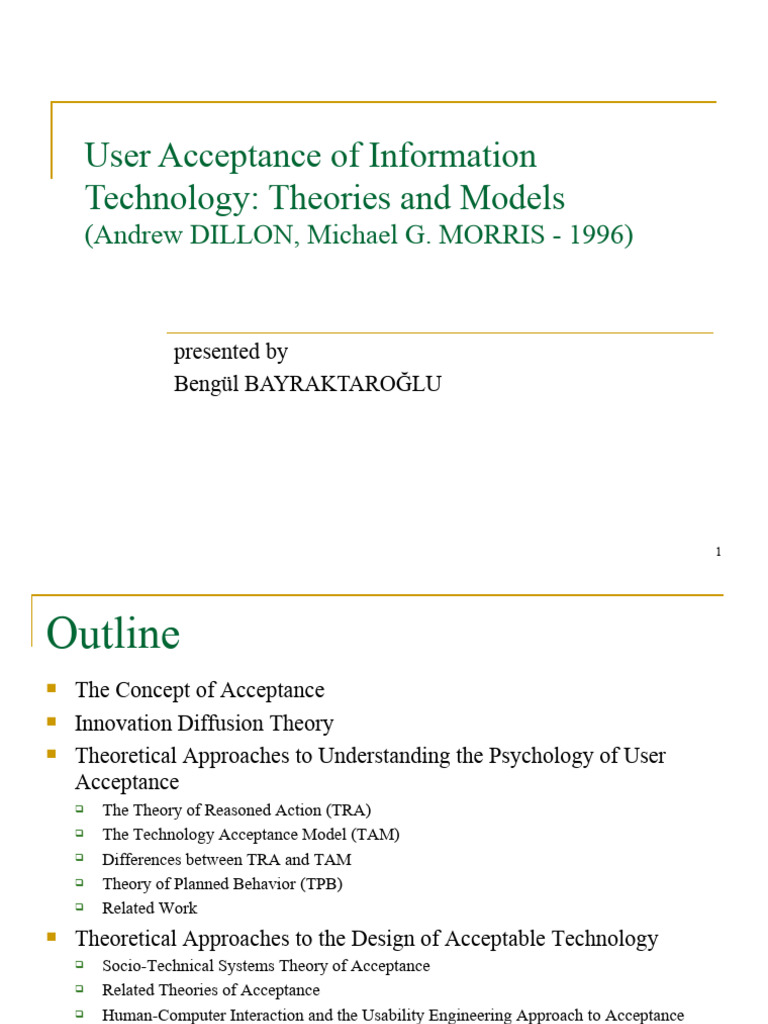 Dillon 1996 User Acceptance of IT Theories and Models | PDF