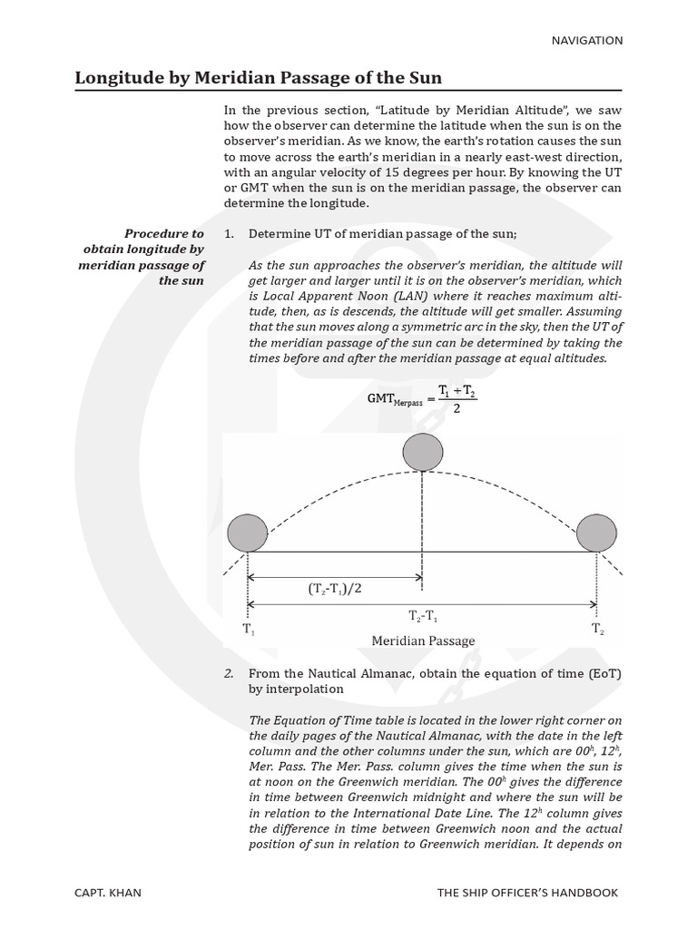 Longitude by Meridian Passage of The Sun | PDF