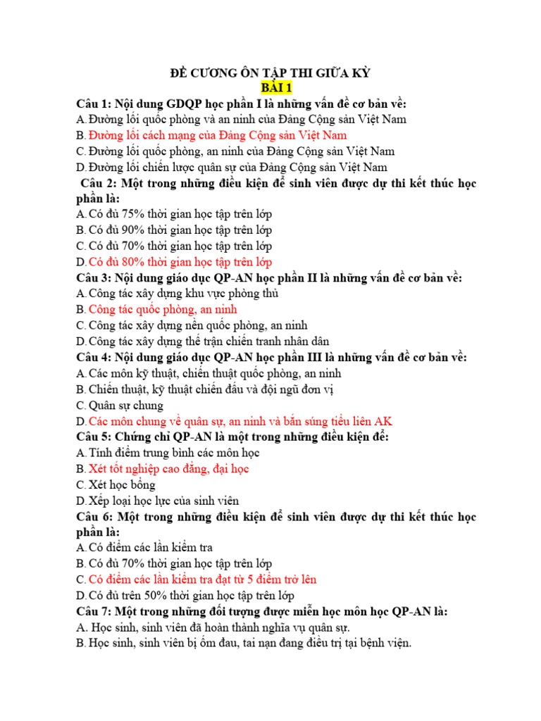 Ôn tập GDQP | PDF