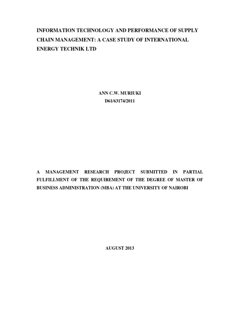 INFORMATION TECHNOLOGY AND PERFORMANCE OF SUPPLY CHAIN MANAGEMENT A ...