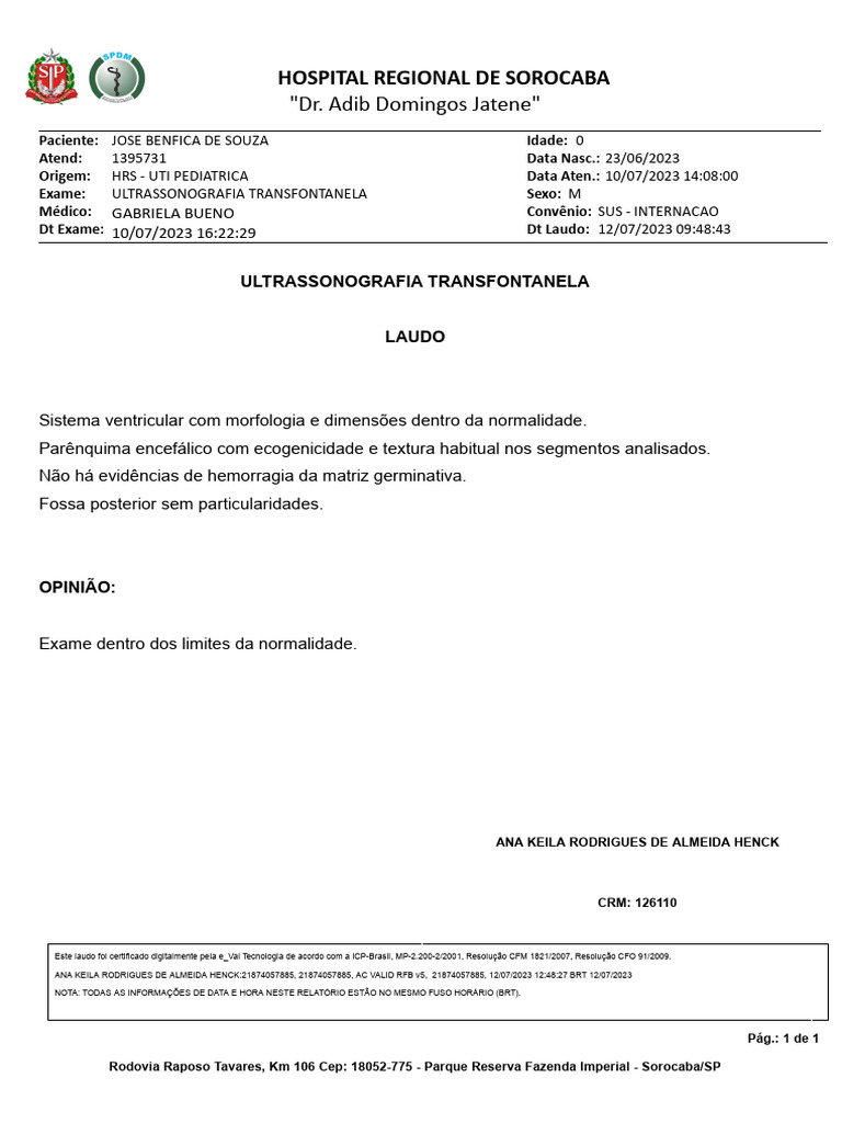 Usg Transfontanela - 07.07 | PDF