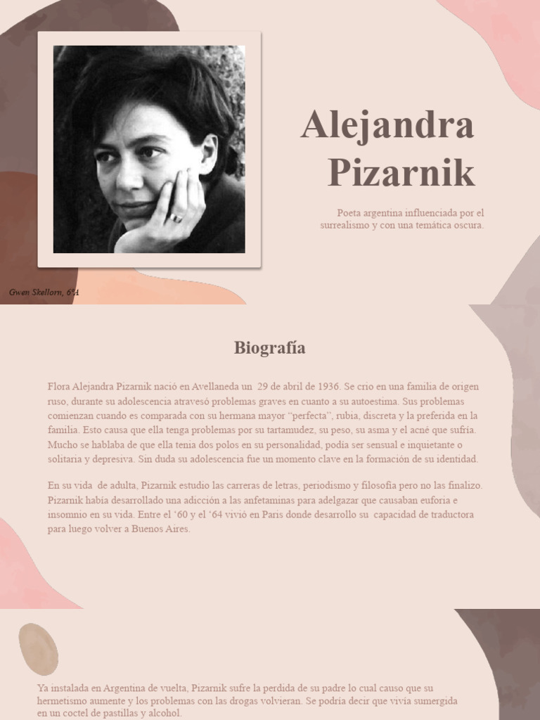 Biografía de Alejandra Pizarnik | PDF