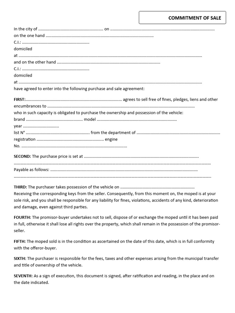 Purchase and Sale Commitment | PDF | Business | Civil Law (Common Law)