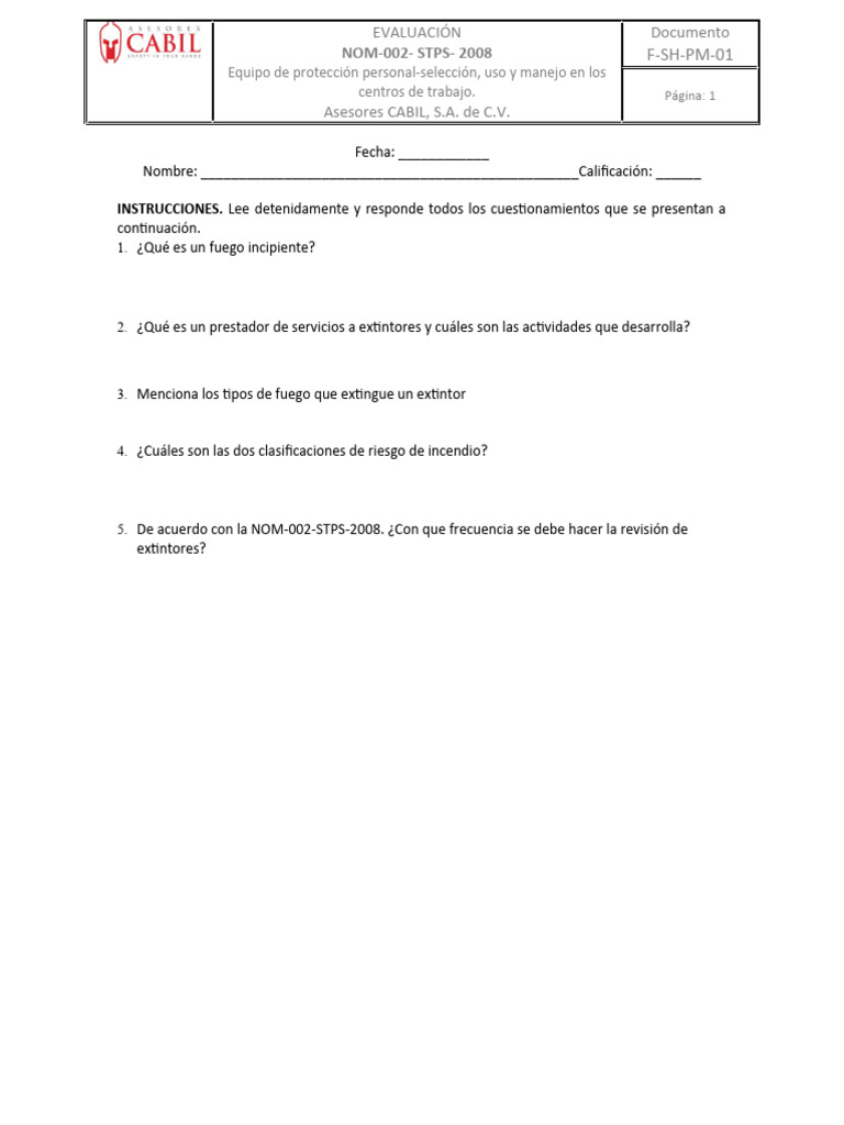 Examen Nom-033-Stps 2015 (Clave) | PDF