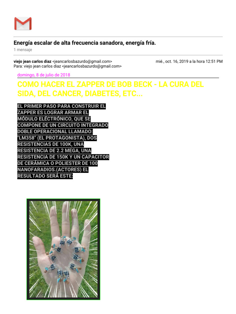 Como Construir Zapper de Bob Beck | Descargar gratis PDF | Resistor | Diodo emisor de luz