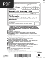 Mechanics M1 Exam Paper - Jan 2021 | PDF | Mathematics | Force